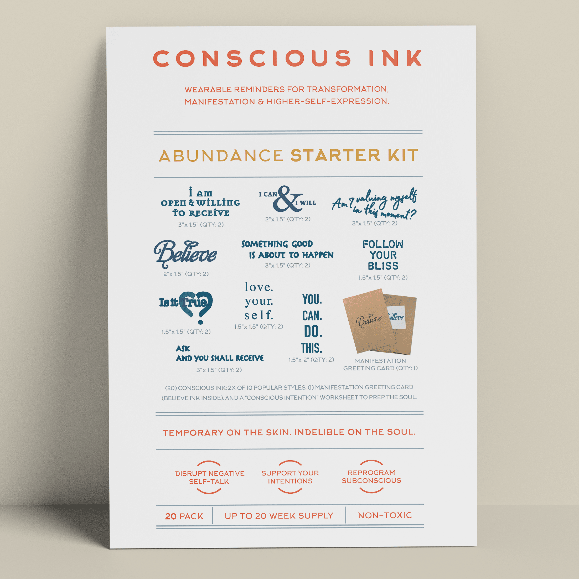 Abundance Starter Kit: Begin Your Conscious Ink Journey - Save 38%