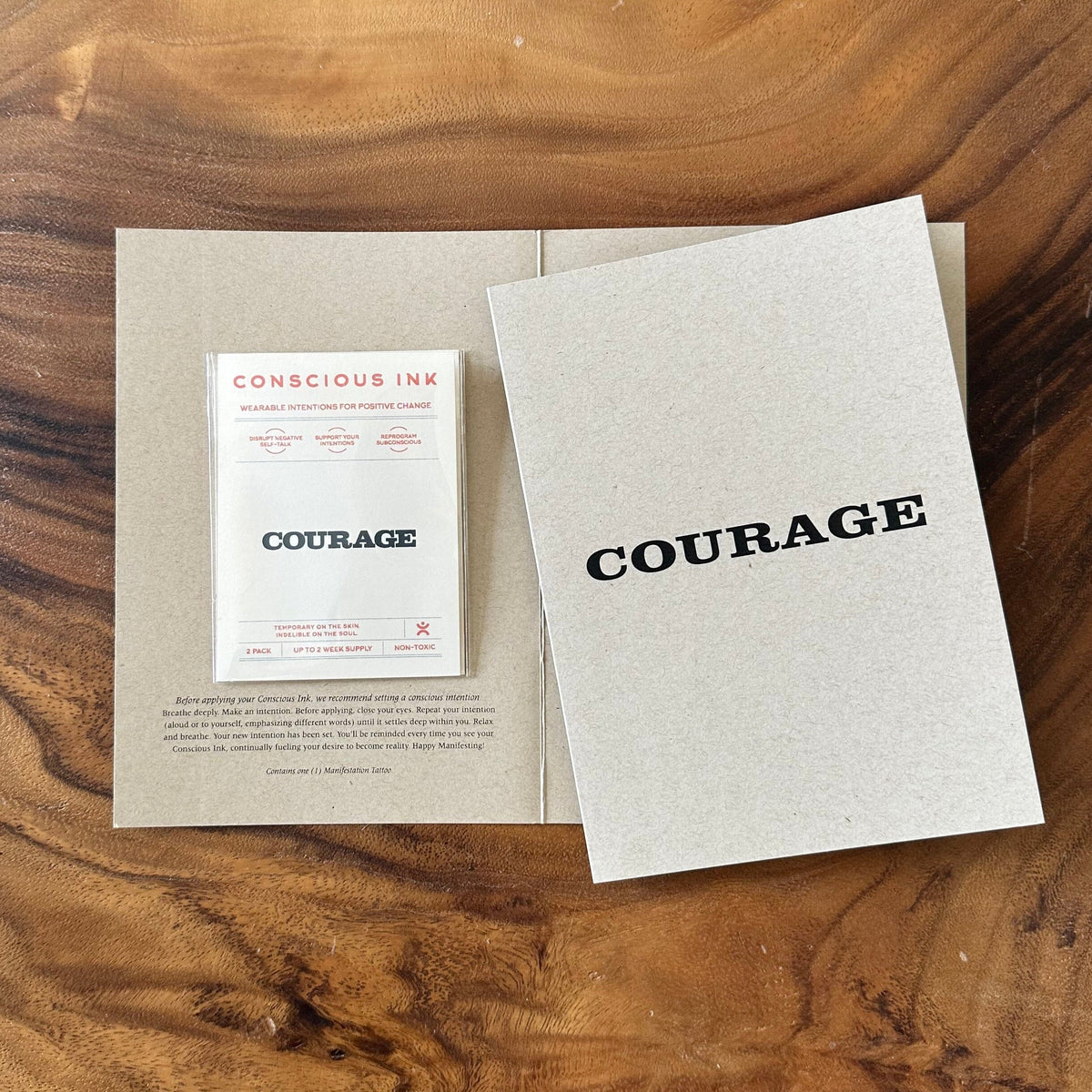 Courage Manifestation Temporary Tattoo Greeting Card – Conscious Ink
