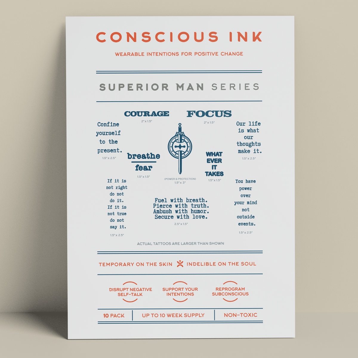 Superior Man Manifestation Variety Temporary Tattoo Pack – Conscious Ink