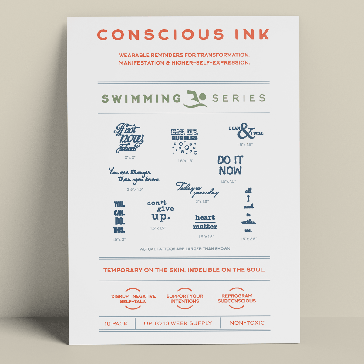 Swimming Athletic Performance Temporary Tattoo Kit – Conscious Ink